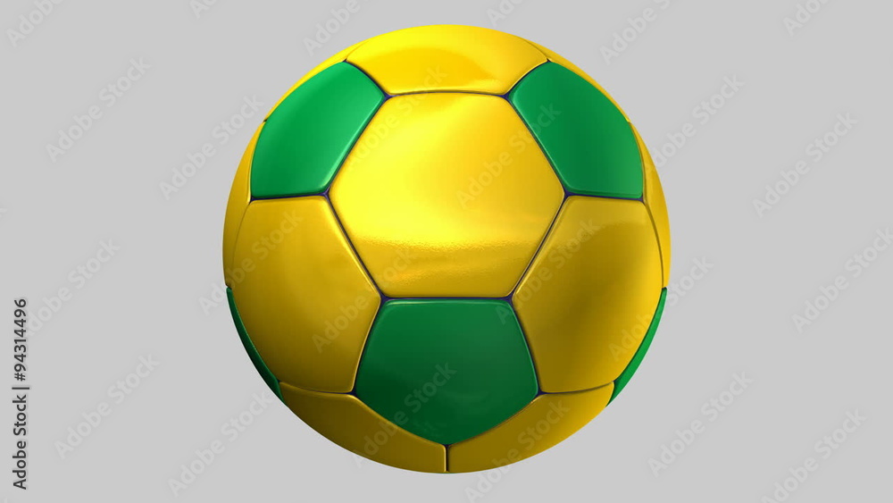 A regular stitched panel soccer ball in the iconic brazilian colors of ...