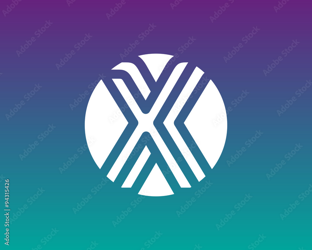X Line Letter Circle Logo Stock Vector | Adobe Stock