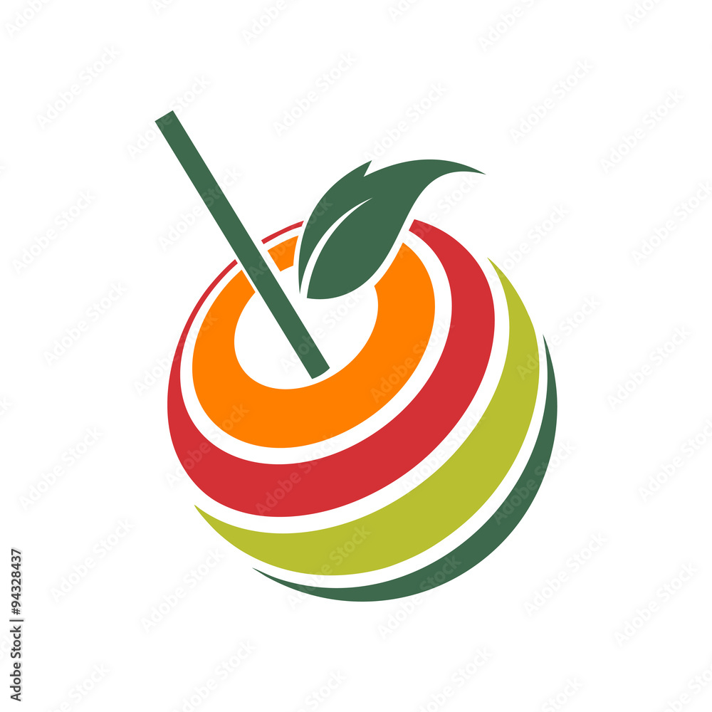 Real Fruit Blend Juice Logo Icon Stock Vector | Adobe Stock
