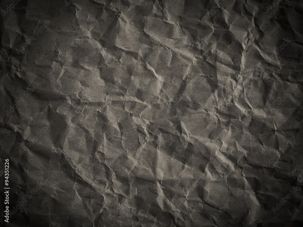 crumpled paper texture background with black and white effect Stock ...