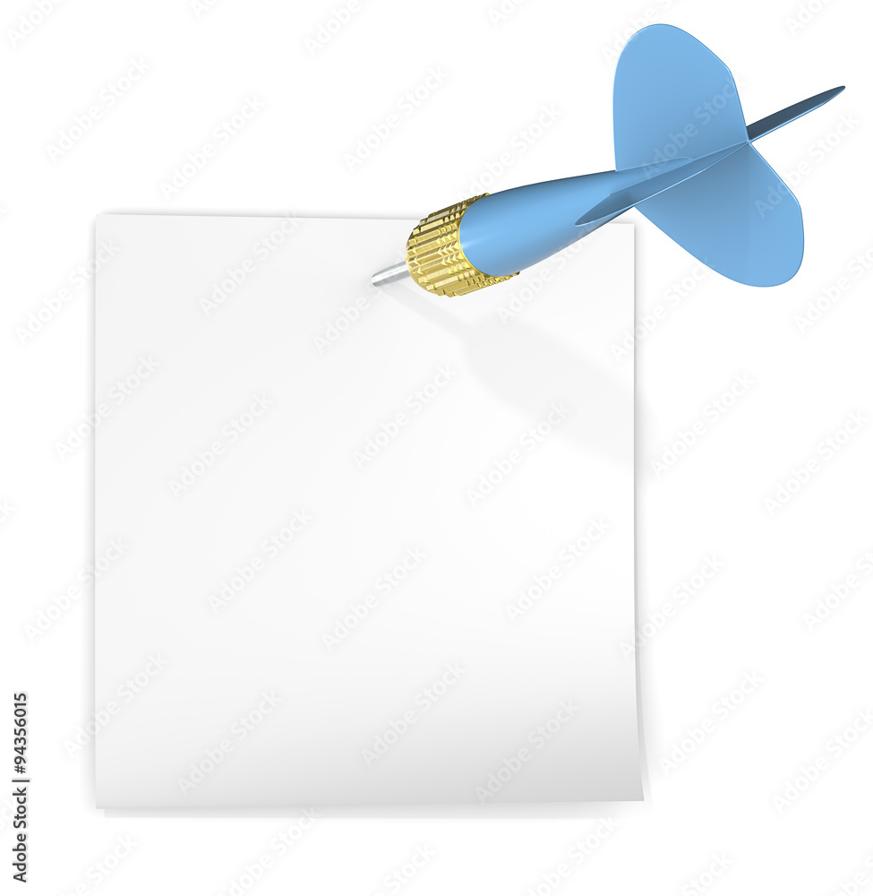 Sticky Note. White sticky note attached with blue dart arrow. Copy ...