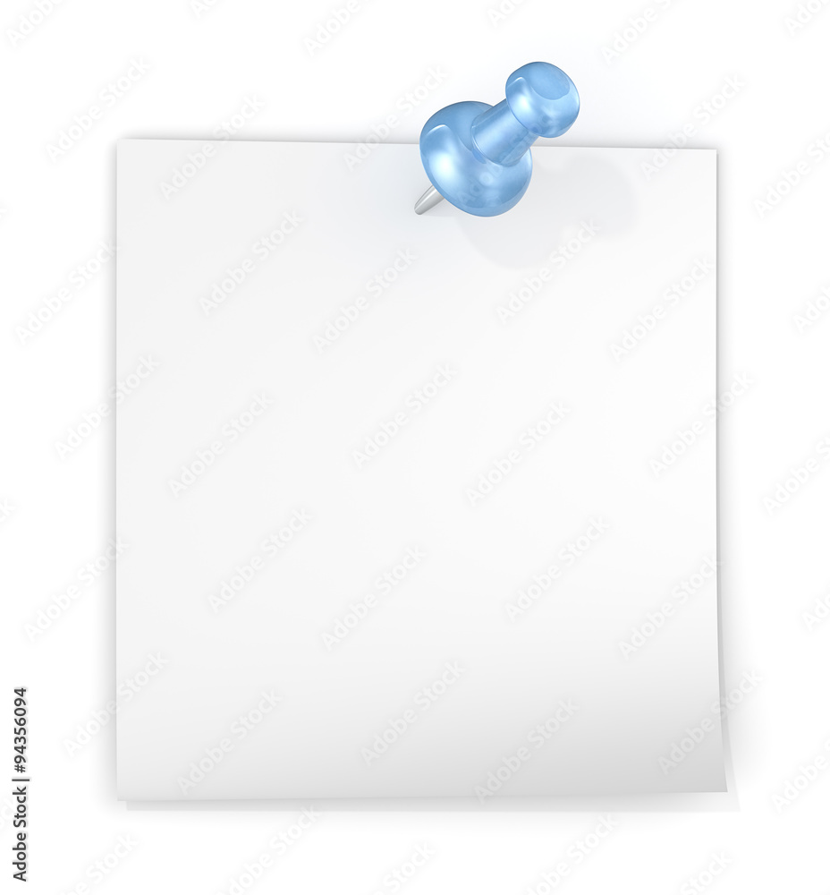 White sticky note. White sticky note with Blue semi transparent plastic ...