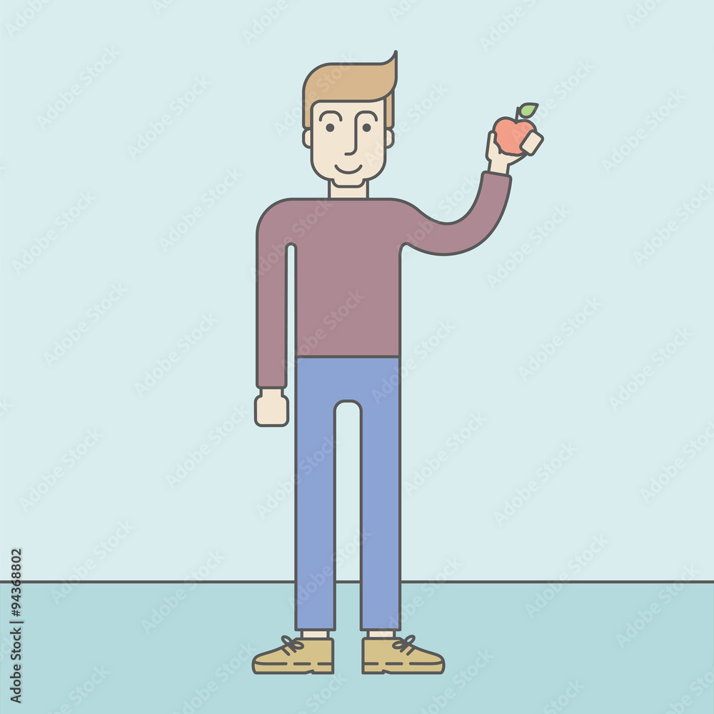 Man with apple. Stock Vector | Adobe Stock