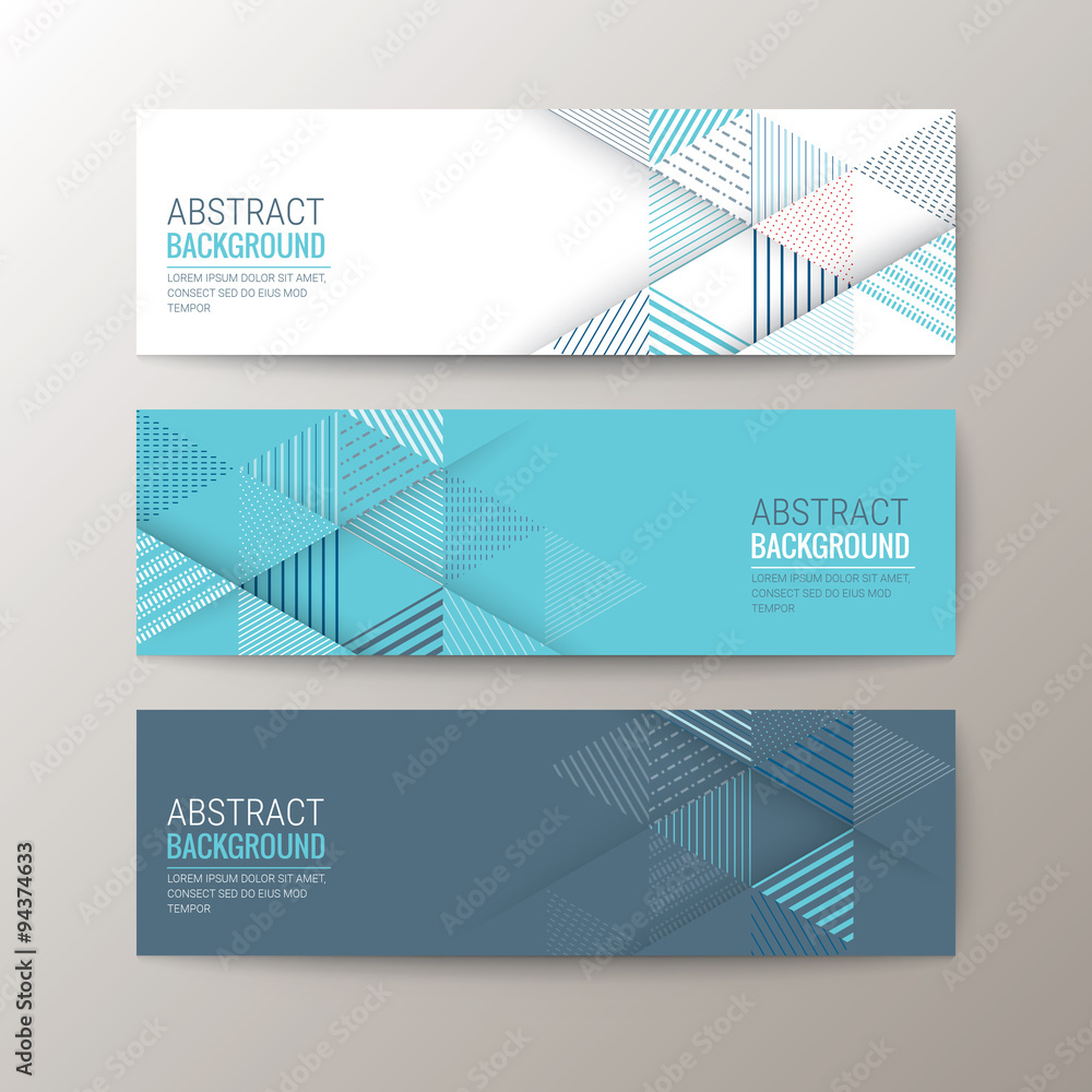blue banners template with abstract triangle pattern background Stock ...