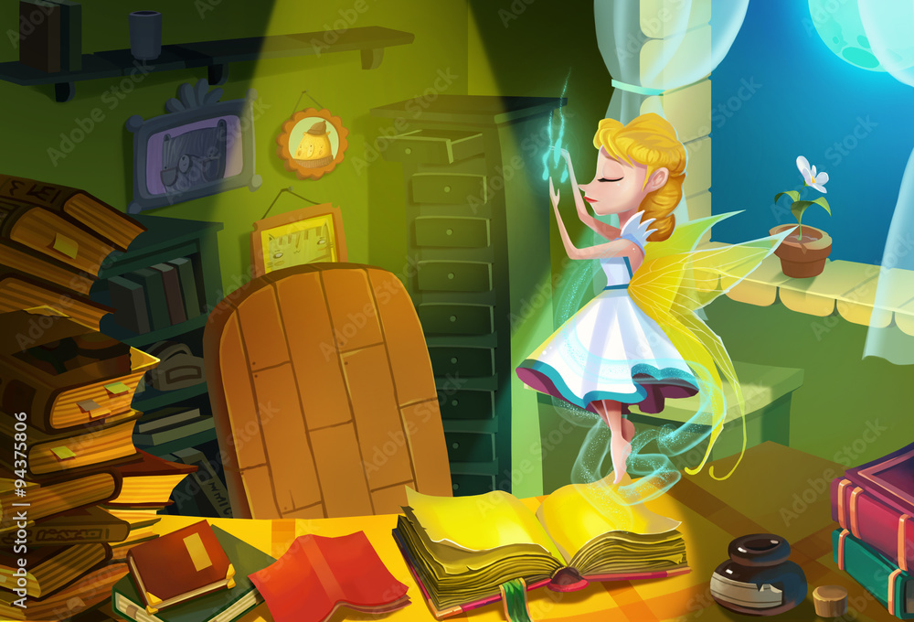 Illustration: Every night when no one's around, the Fairy will fly out ...