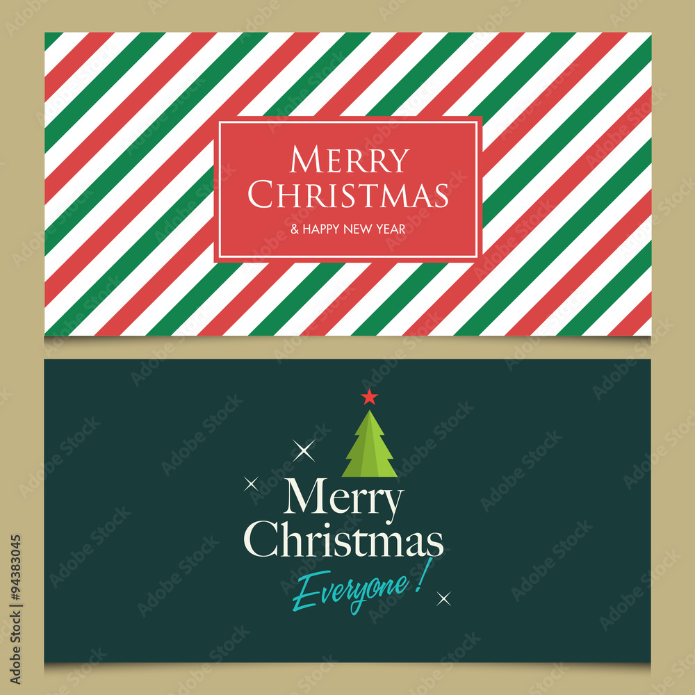 Christmas cards with christmas tree, stars, logo title and christmas ...