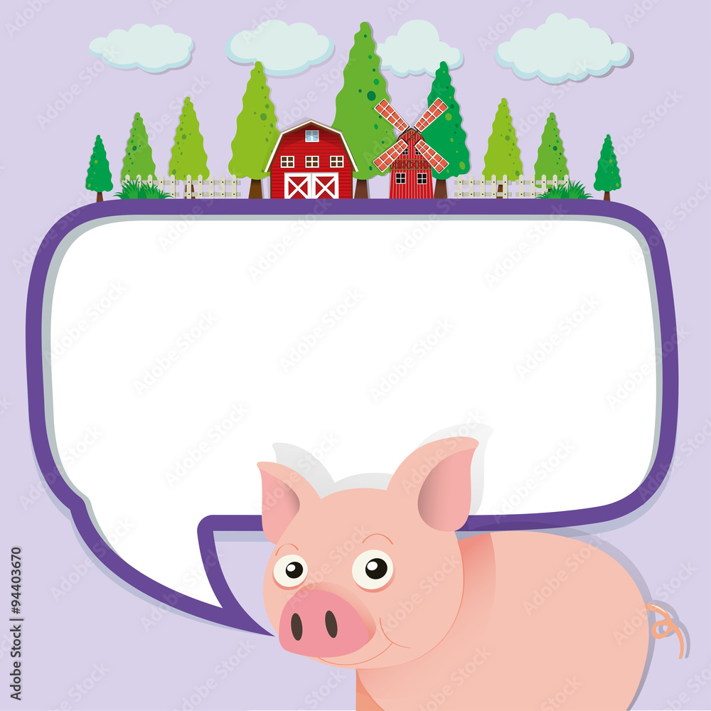 Border design with pig on the farm Stock Vector | Adobe Stock