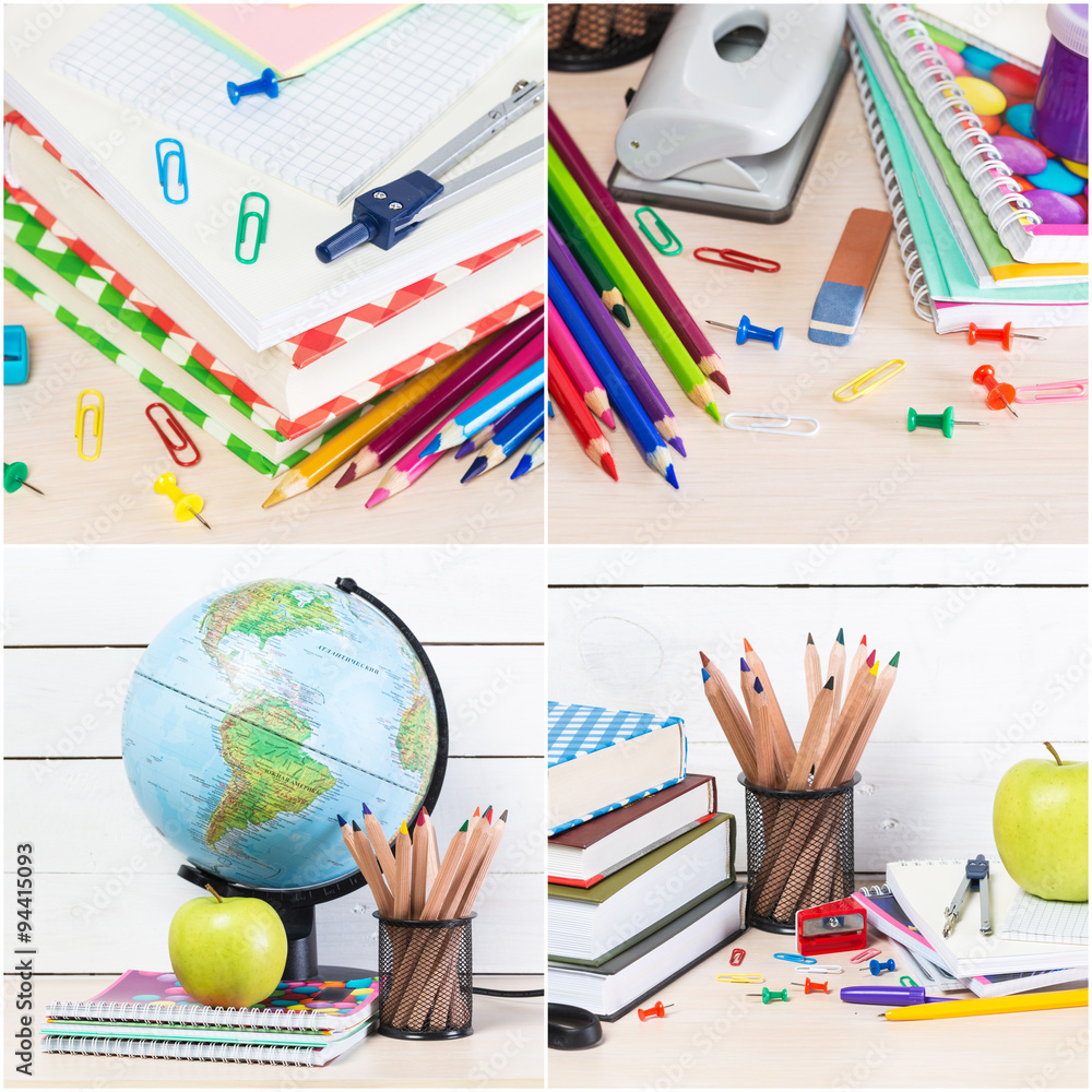 Collage of school supplies Stock Photo | Adobe Stock