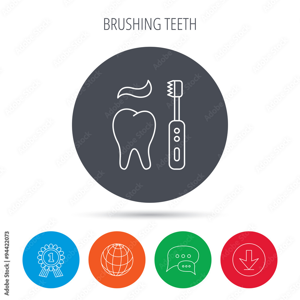 Brushing teeth icon. Electric toothbrush sign. Stock Vector | Adobe Stock
