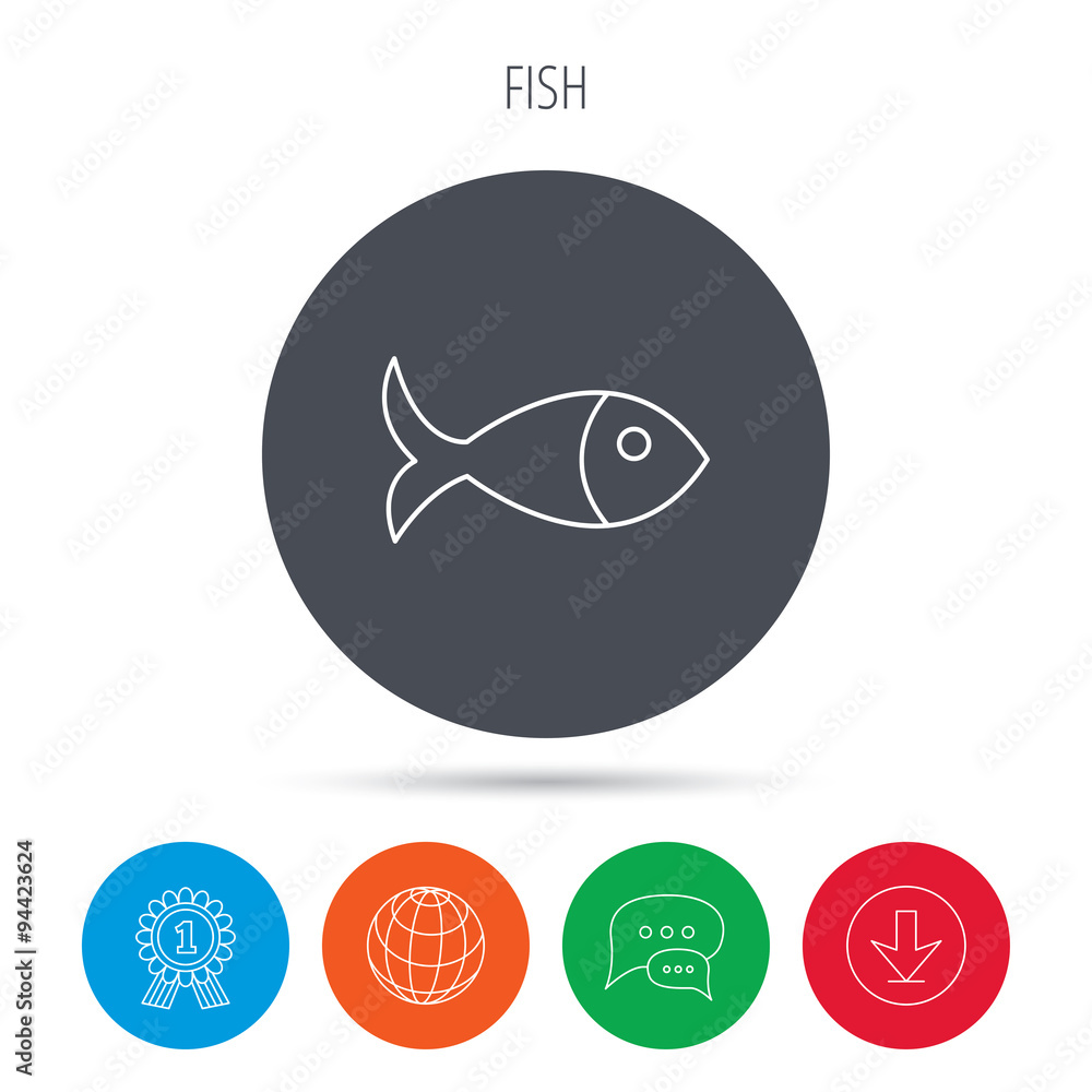 Fish icon. Seafood sign. Vegetarian food symbol. Stock Vector | Adobe Stock