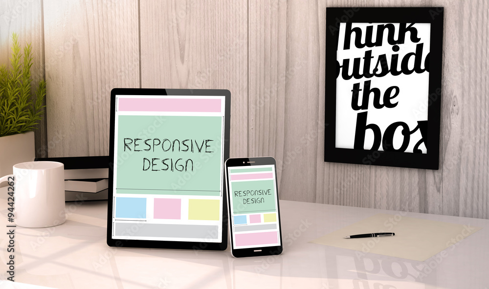desktop tablet and phone responsive design Stock-Illustration | Adobe Stock