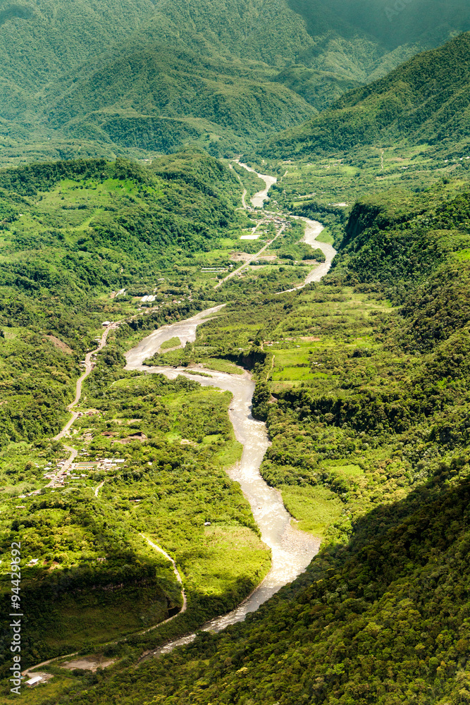 amazon river aerial forest pastaza waterway canyon in ecuadorian andes ...