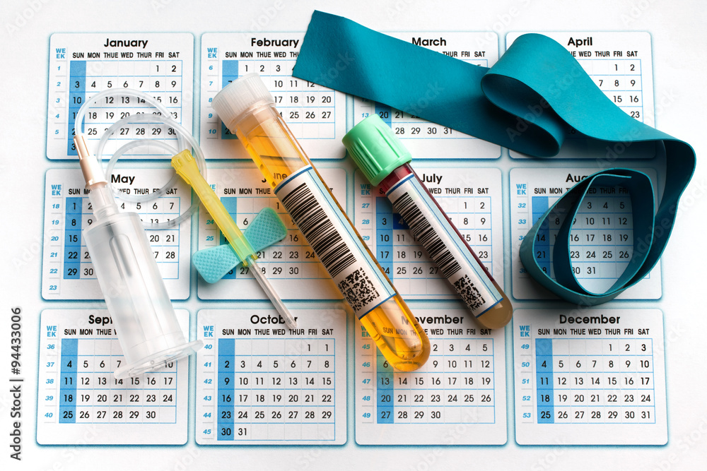 equipment for analysis on the daily schedule /blood tube, urine test ...