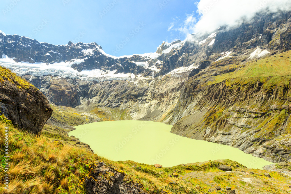 A breathtaking view of the Sangay National Park in Ecuador, with the ...