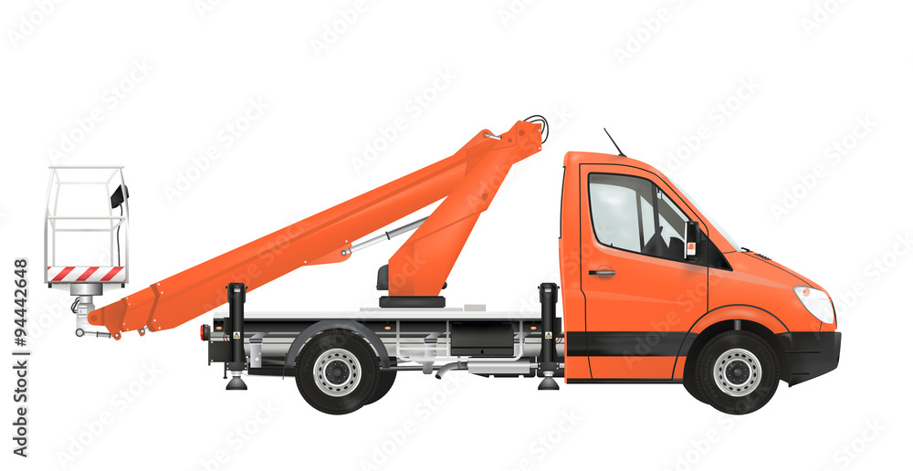 Cherry picker on the white background. Raster illustration. Stock ...