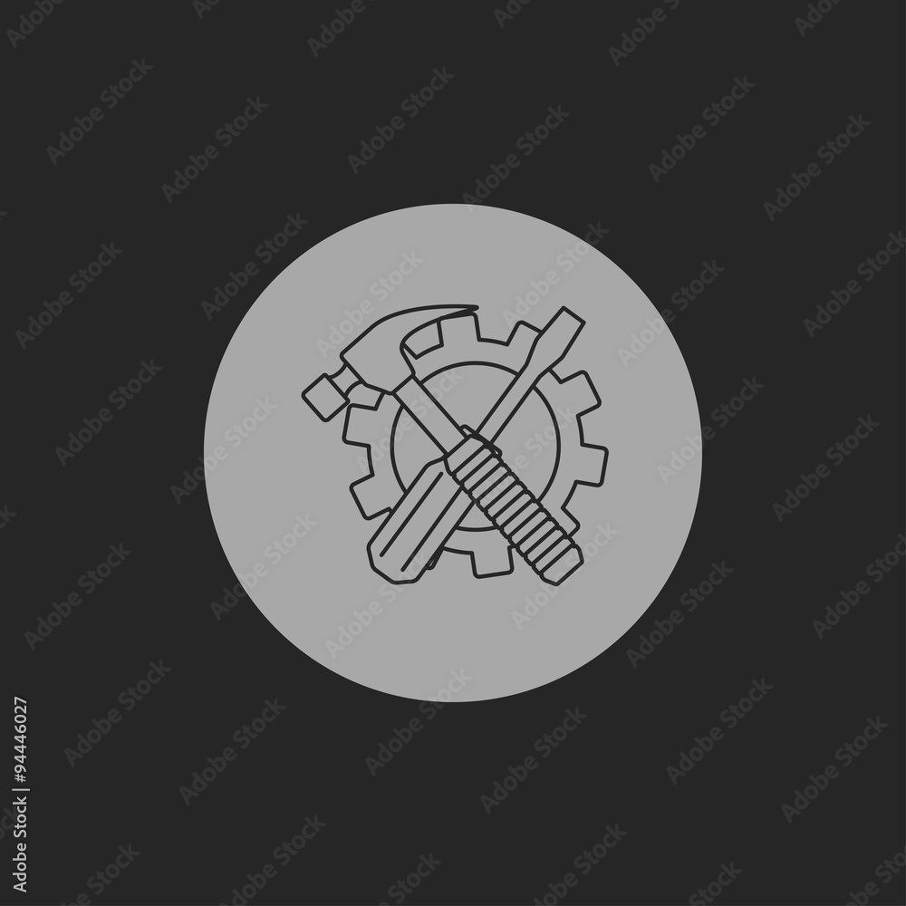 Crossed screwdriver and hammer tools, vector Stock Vector | Adobe Stock