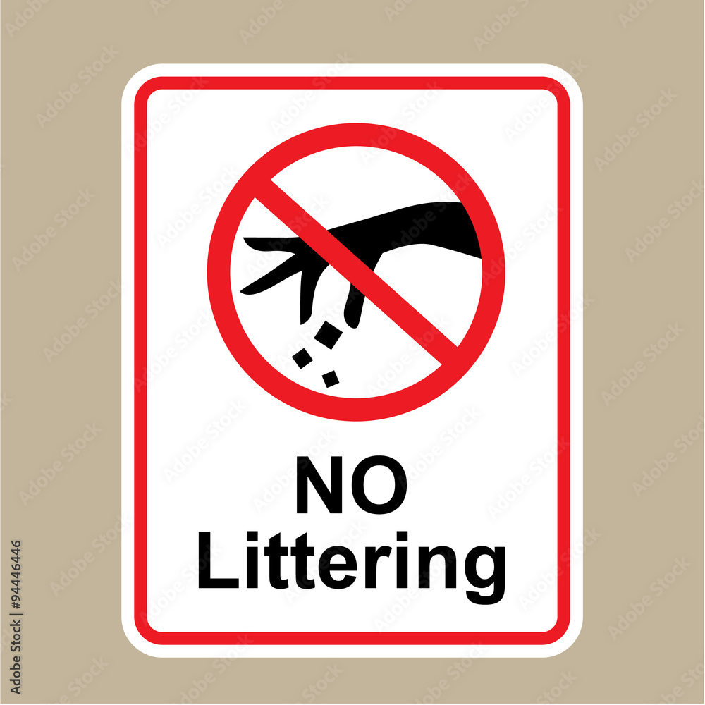 No littering sign Hand gesture red black Stock Vector | Adobe Stock