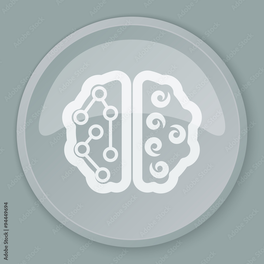 White Brain icon on grey web button Stock Vector | Adobe Stock