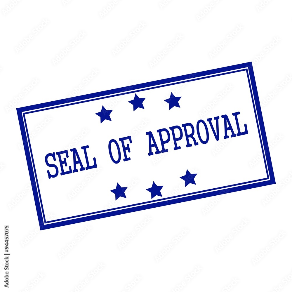 seal of approval blue-black stamp text on background white and star ...