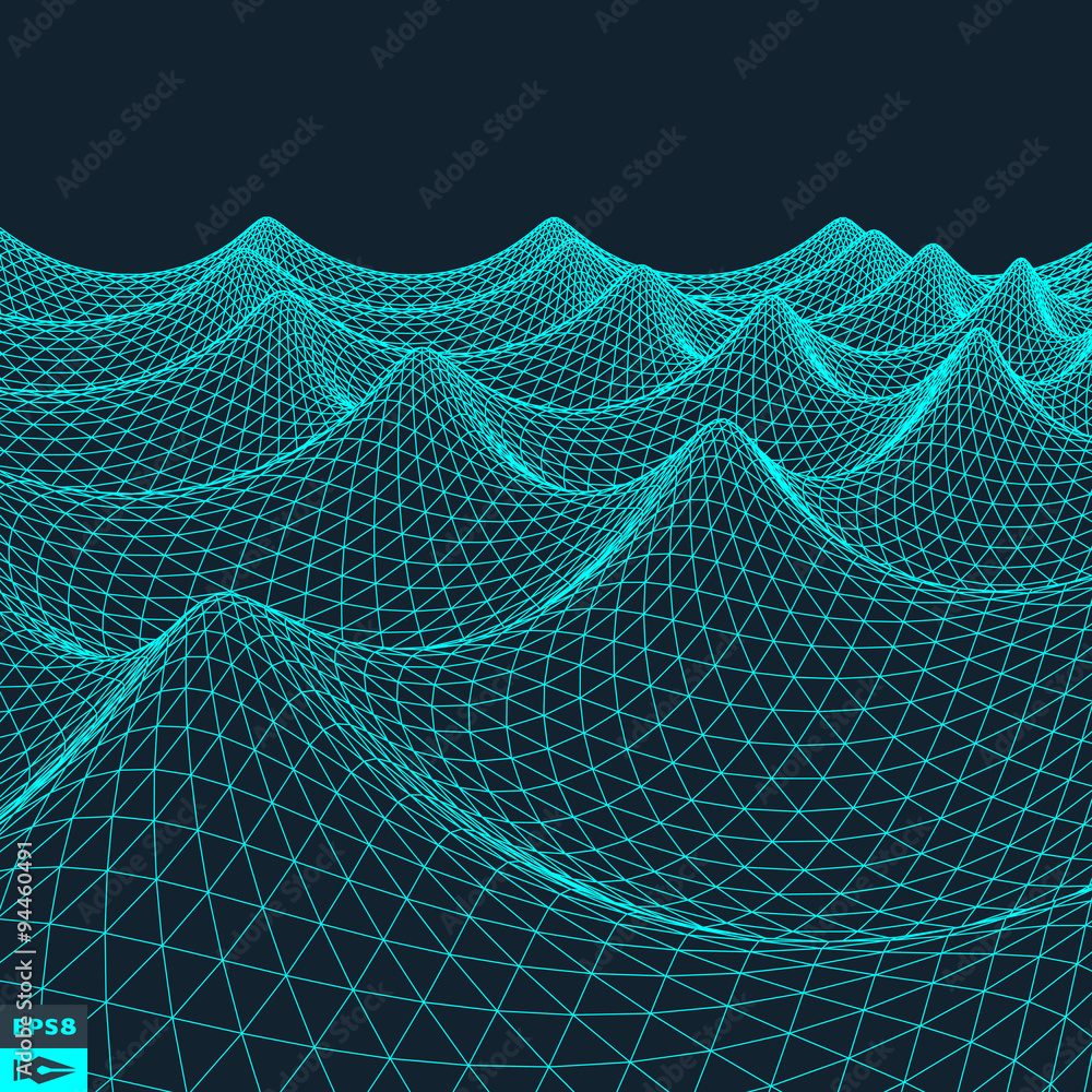 Water Surface. Wavy Grid Background. Stock-Vektorgrafik | Adobe Stock