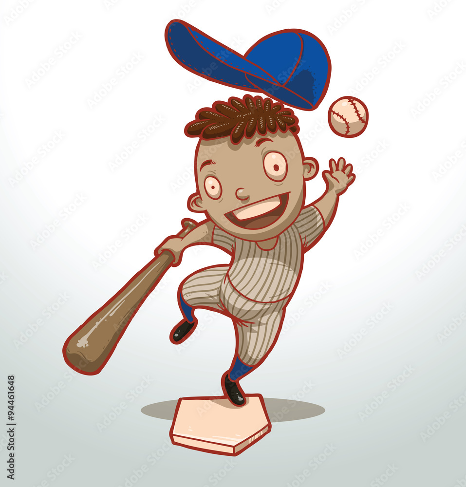 Baseball Player Cartoon Kid