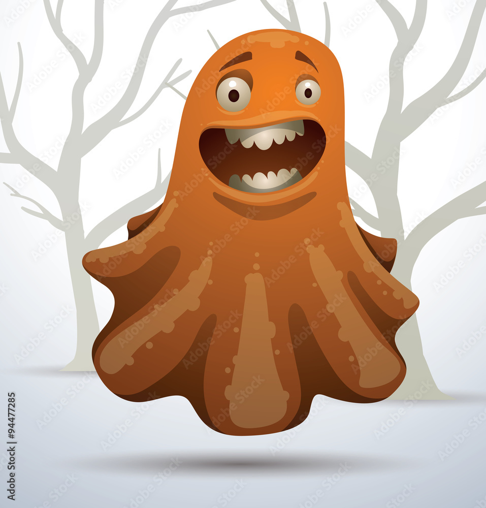Vector funny orange ghost. Cartoon image of funny orange ghost on the ...