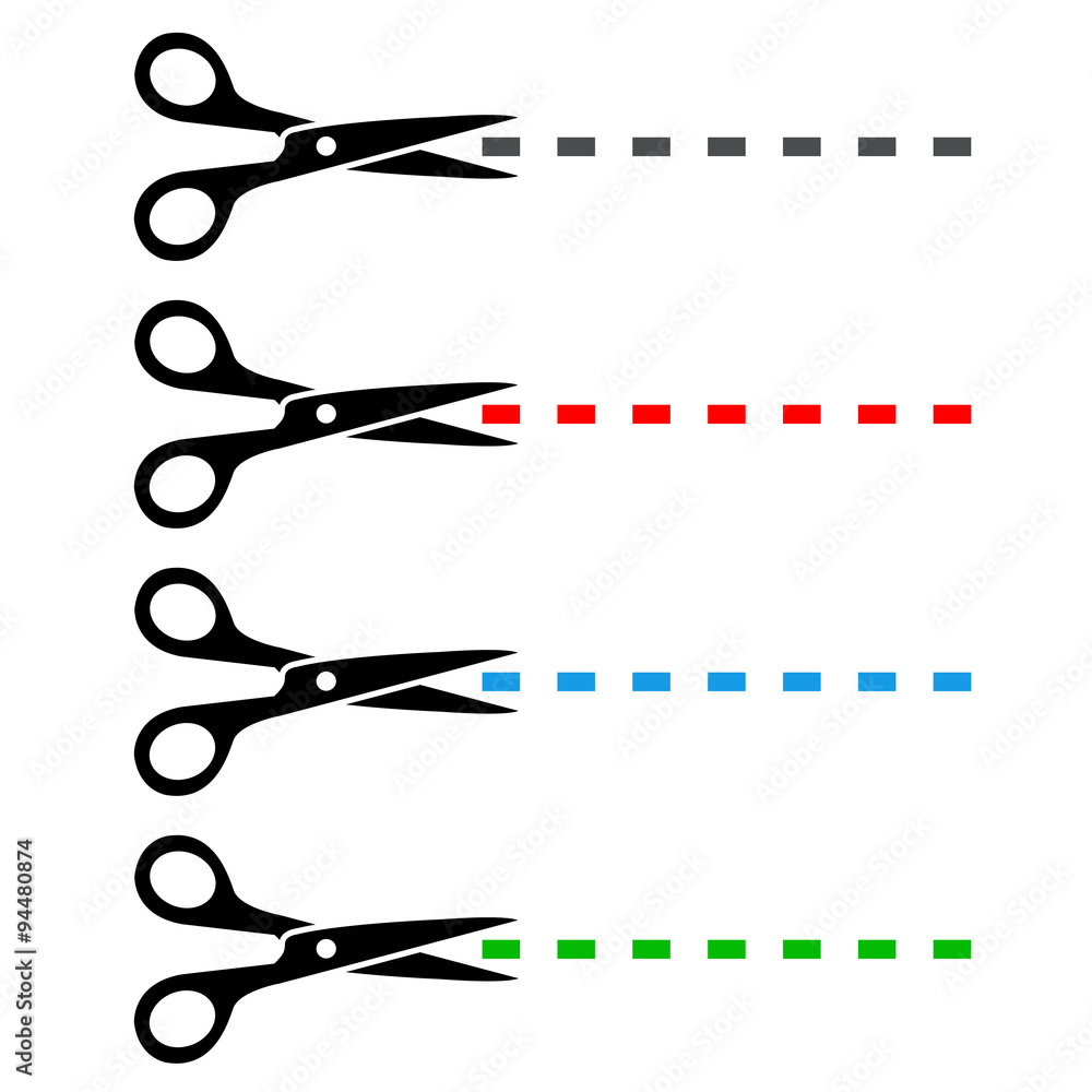 Icono plano cortar linea de puntos varios colores #2 Stock Vector ...