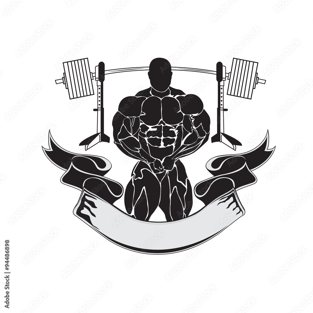 Bodybuilding and powerlifting concept, icon, banner, template, badge ...
