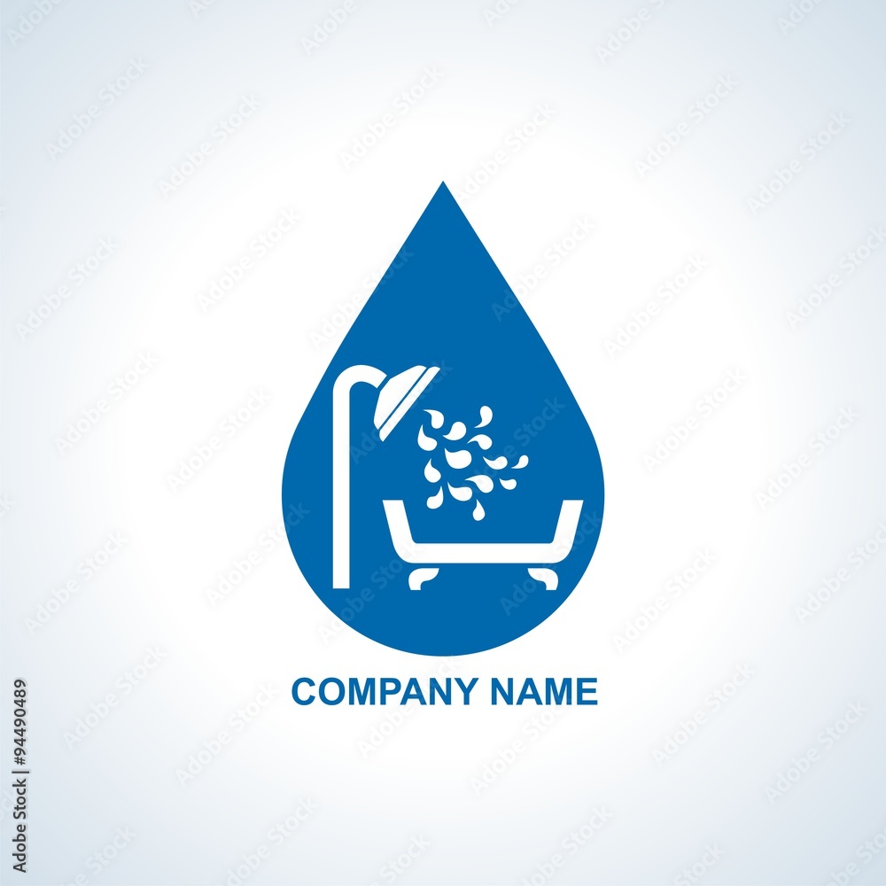 Simple icon of bath with shower. Vector logo. Label design. Vector ...