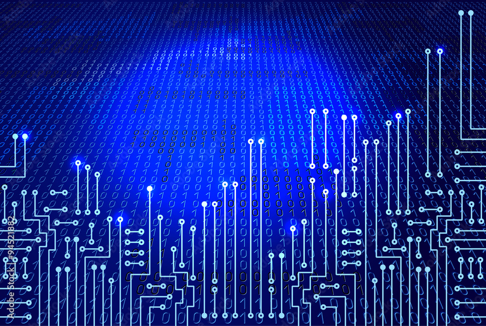 Electronic circuit and binary code Stock Vector | Adobe Stock