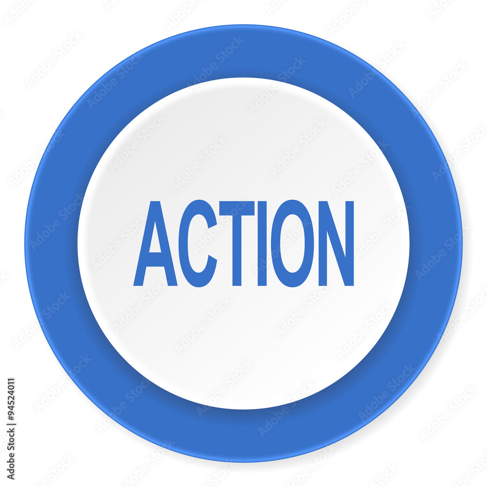 action blue circle 3d modern design flat icon on white background Stock ...