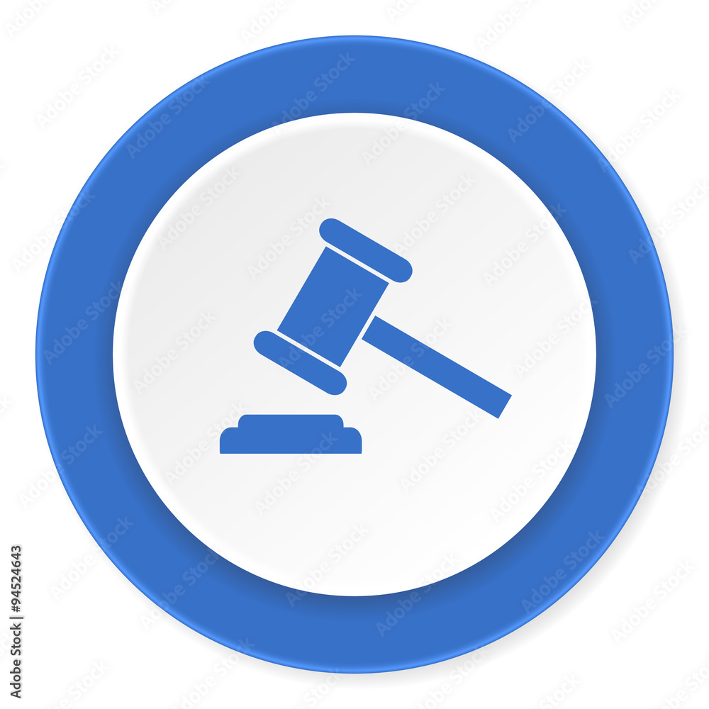 auction blue circle 3d modern design flat icon on white background ...