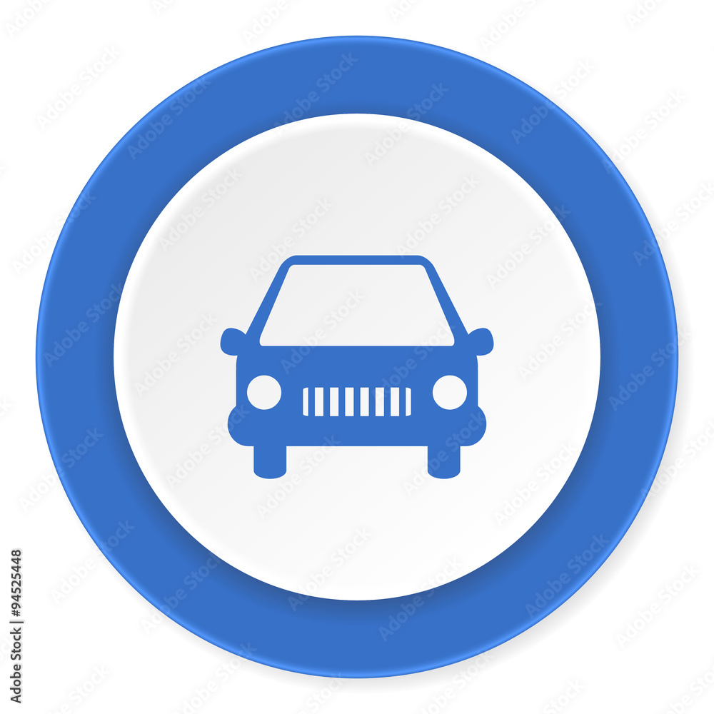 car blue circle 3d modern design flat icon on white background Stock ...
