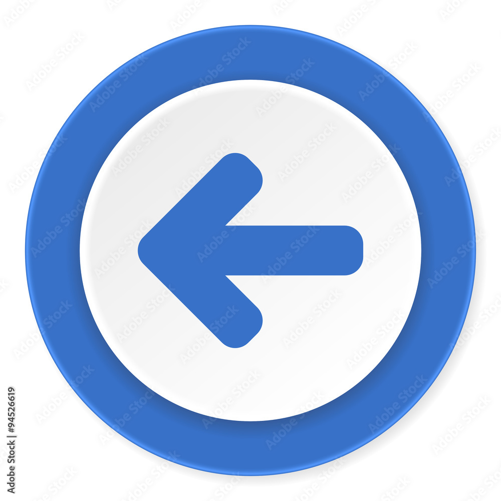 left arrow blue circle 3d modern design flat icon on white background ...