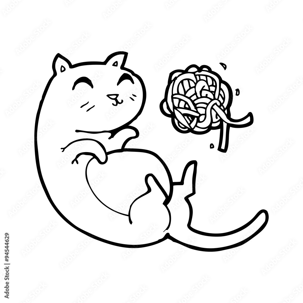 Cat Yarn Ball Drawing