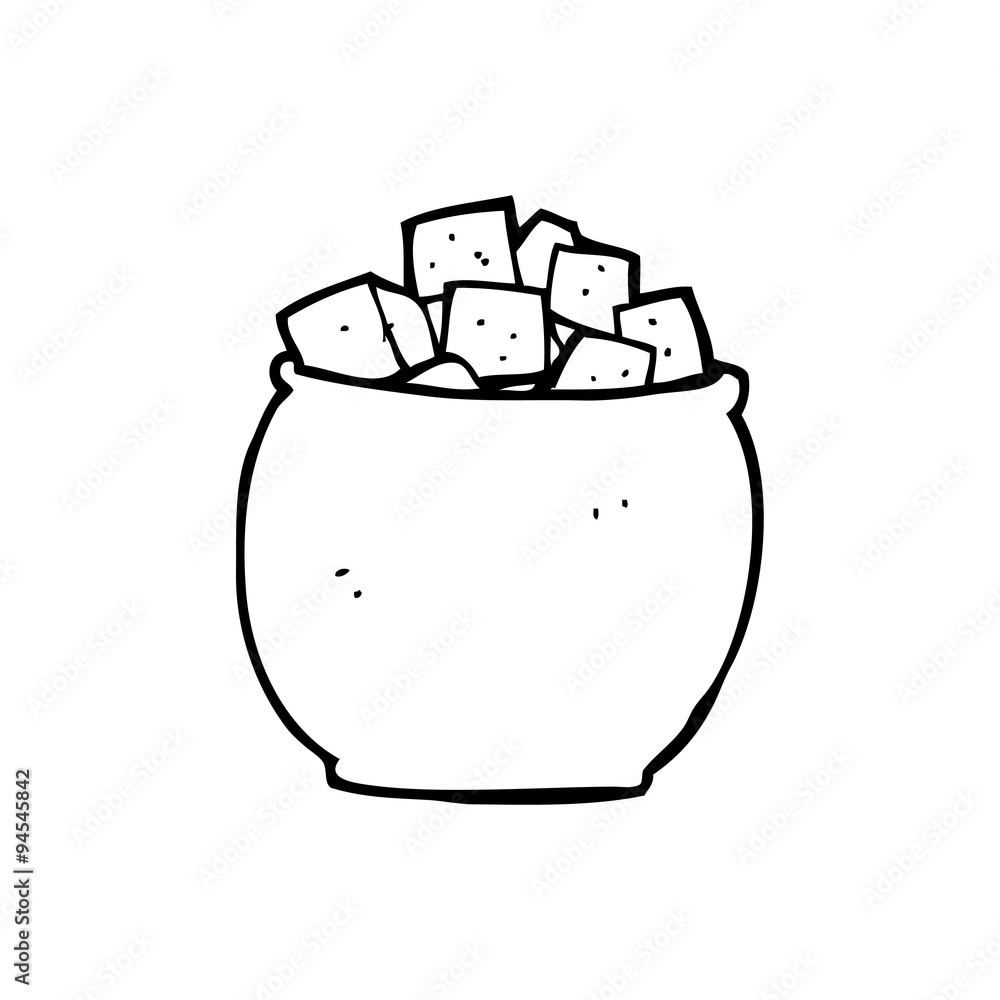 line drawing cartoon sugar cubes Stock Vector | Adobe Stock