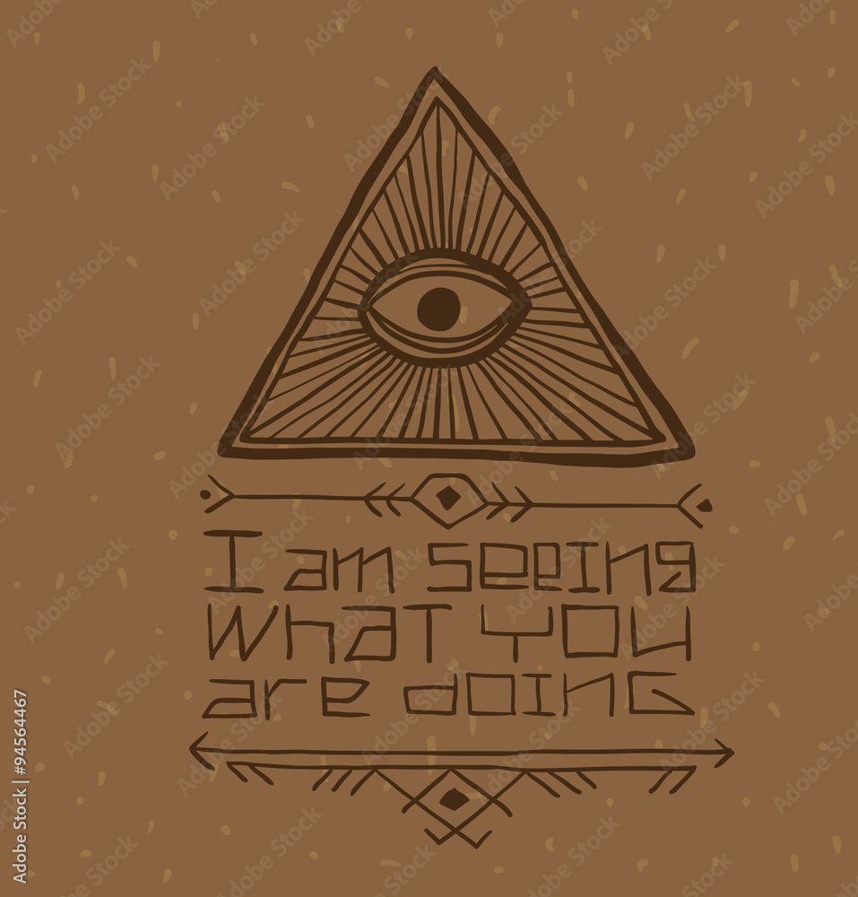 Vector Masonic symbol with text, eye in the center. Image of Masonic ...