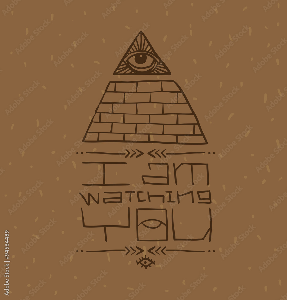 Vector Masonic symbol with text, eye on top. Image of Masonic symbol as ...