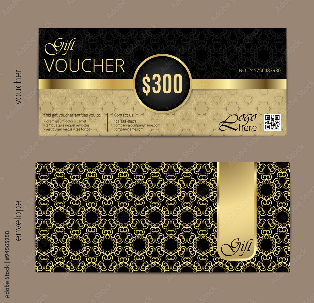 Vector illustration,Gift voucher template with clean and modern pattern ...