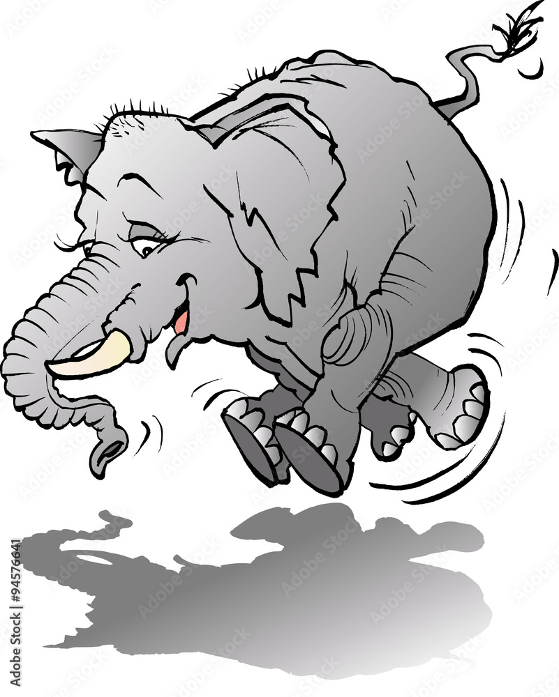 Vector cartoon illustration of a Baby elephant playing with shadow ...