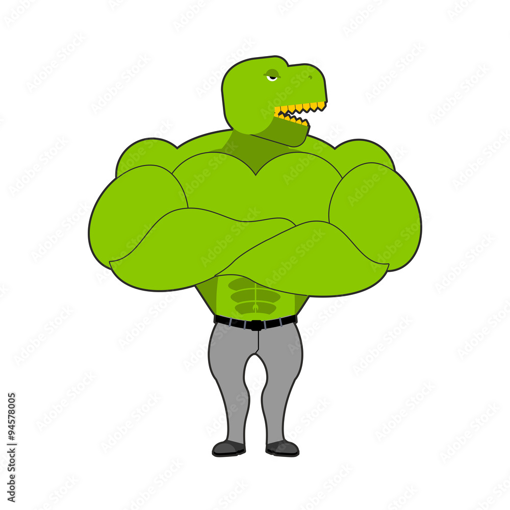 Strong Tyrannosaurus with big muscles. Dinosaur t-Rex bodybuilde Stock ...
