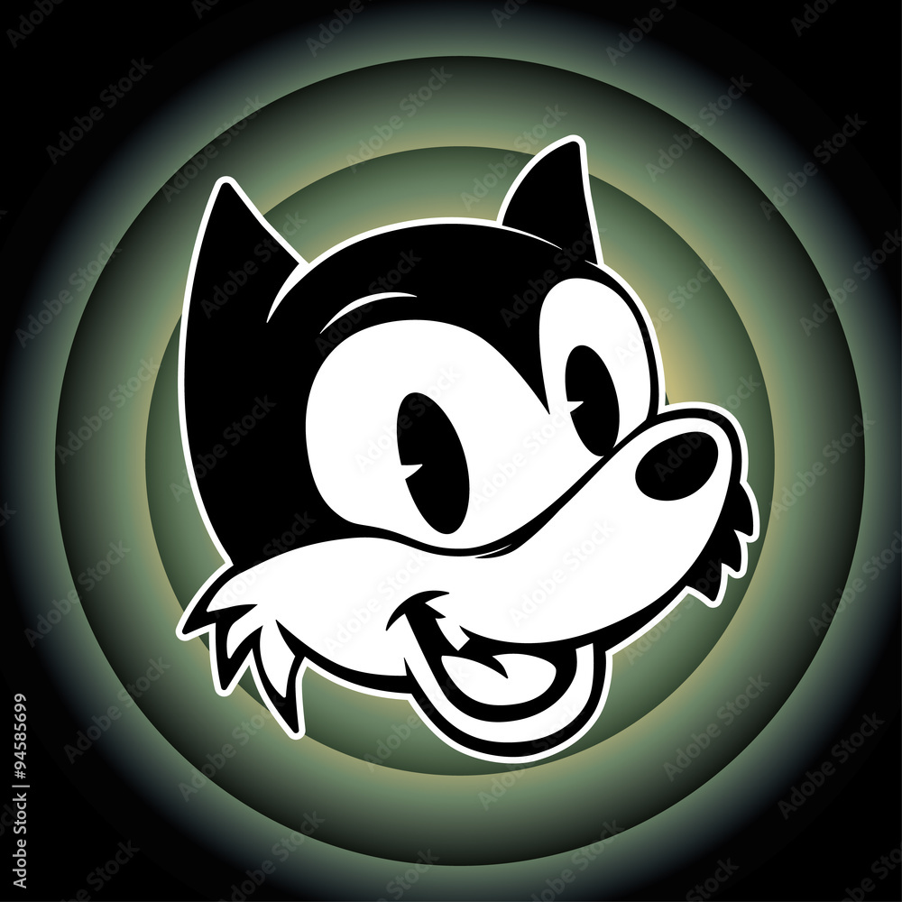 vintage toons. retro cartoon character smiley woolf on the background ...