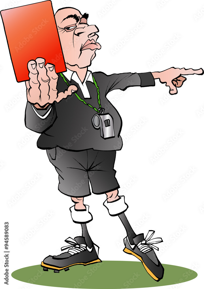 Vector cartoon illustration of a referee with a red card Stock Vector ...