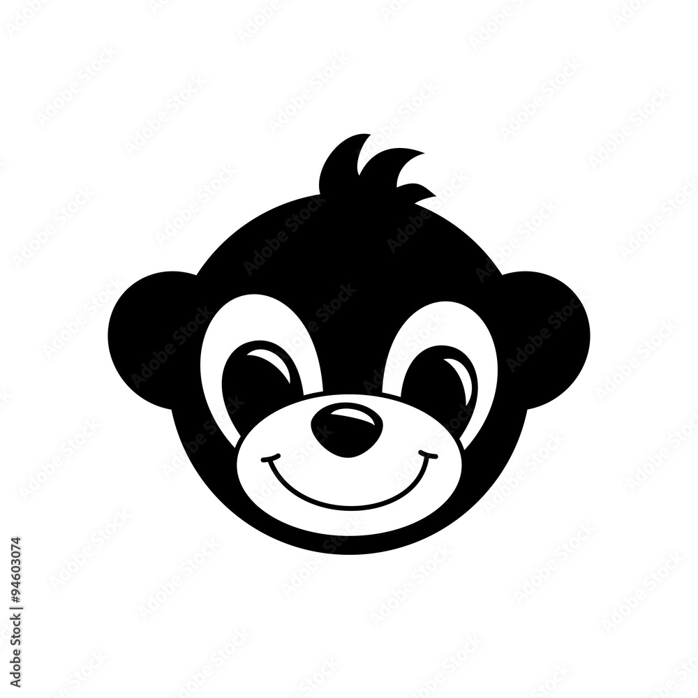 Baby monkey isolated on white background. Vector Stylized Monkey ...