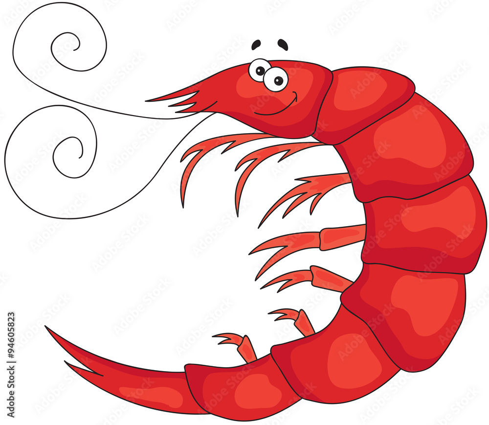 Funny cute cartoon shrimp Stock Vector | Adobe Stock