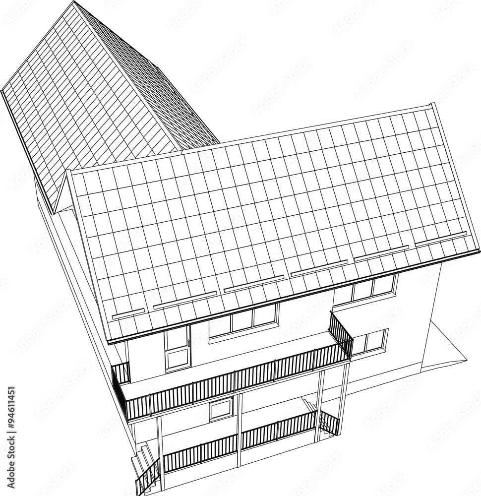 The house drawing in the vector. The contours of the house. Stock ...