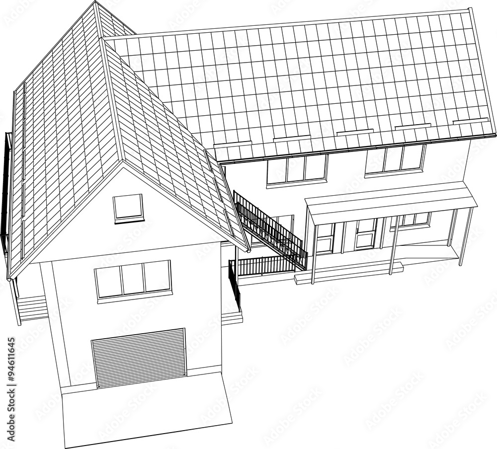 The house drawing in the vector. The contours of the house. Stock ...