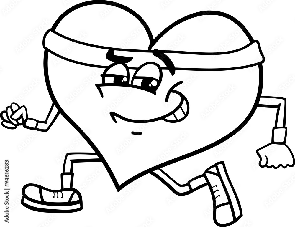 sporty heart coloring cartoon Stock Vector | Adobe Stock