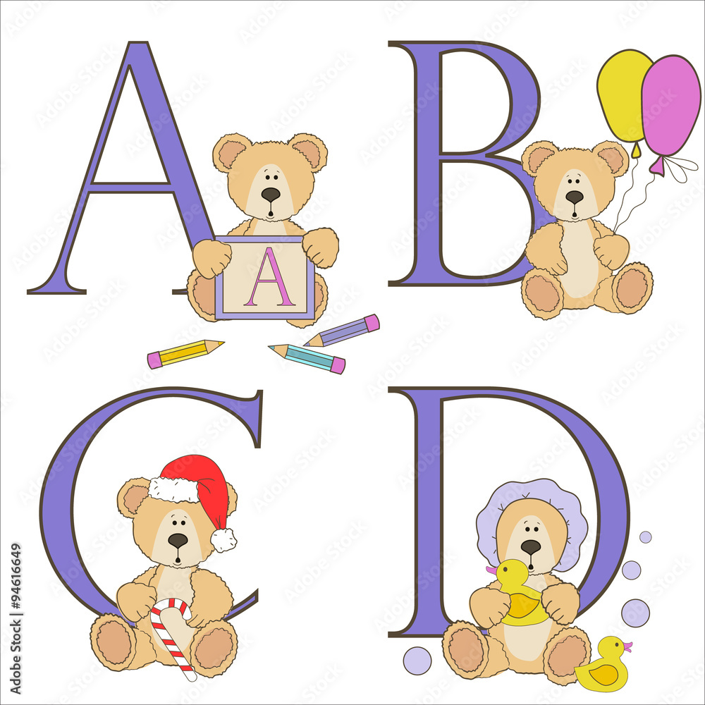 Teddy bear alphabet Stock Vector | Adobe Stock