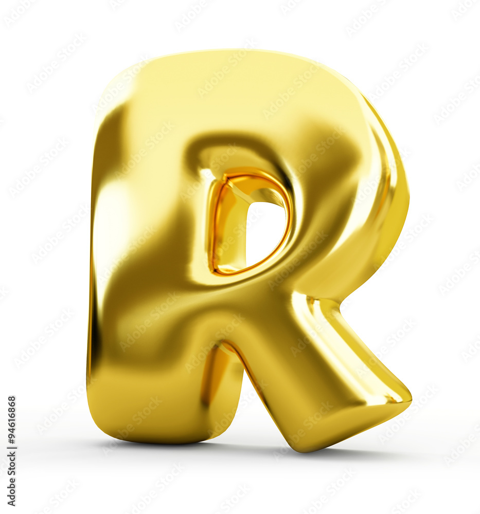 3d blue metal letter R isolated white background ilustração do Stock ...